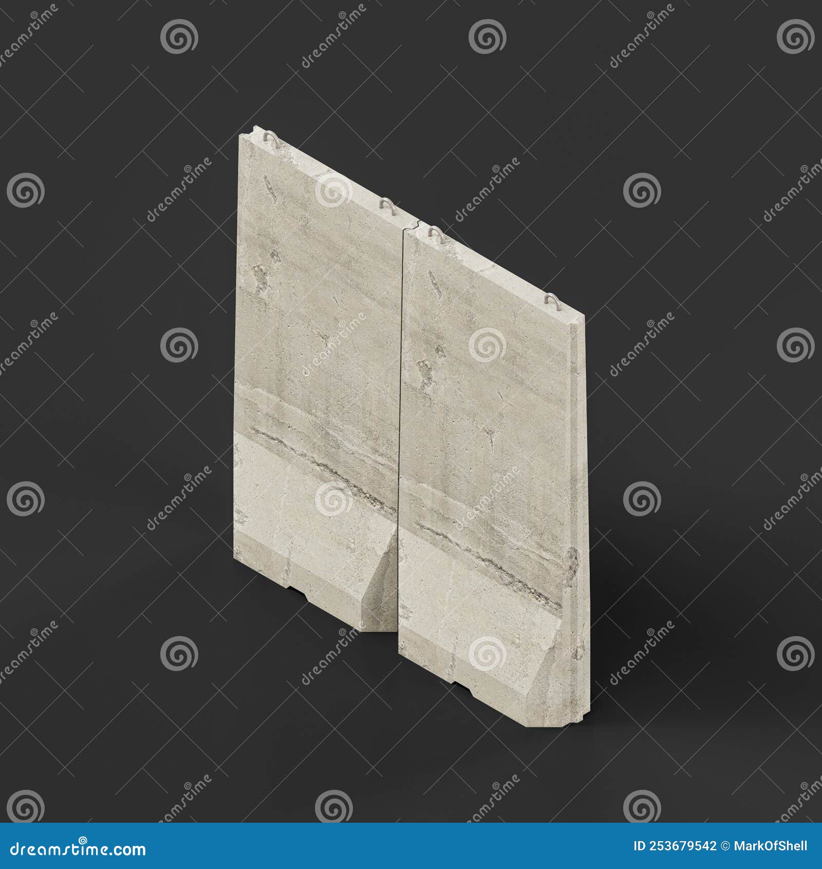 Isometric View Isolated Concrete Wall Block, Interlocking Barrier and ...