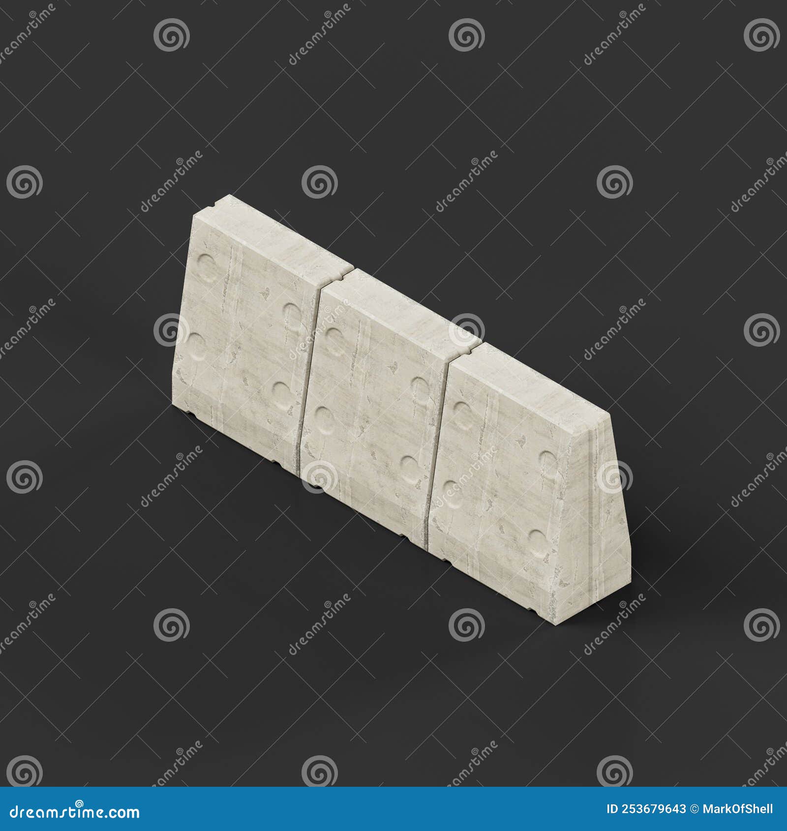 Isometric View Isolated Concrete Wall Block, Interlocking Barrier and ...