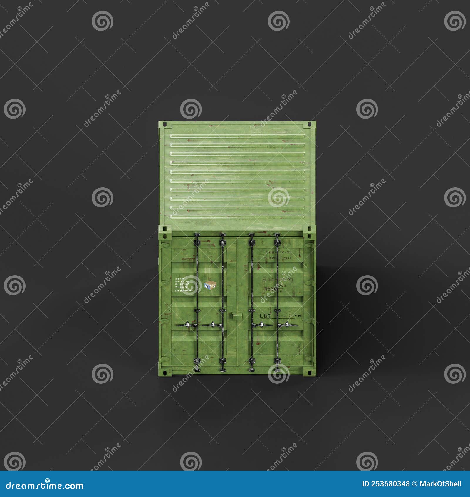 Isometric View Isolated Green Shipping Container, Cargo Container for ...