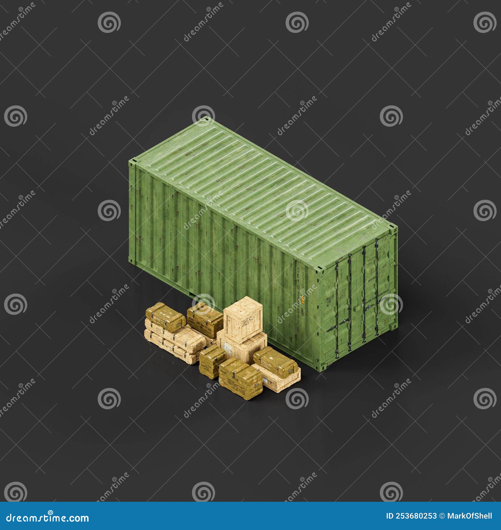 Isometric View Isolated Shipping Container, Cargo Container for ...