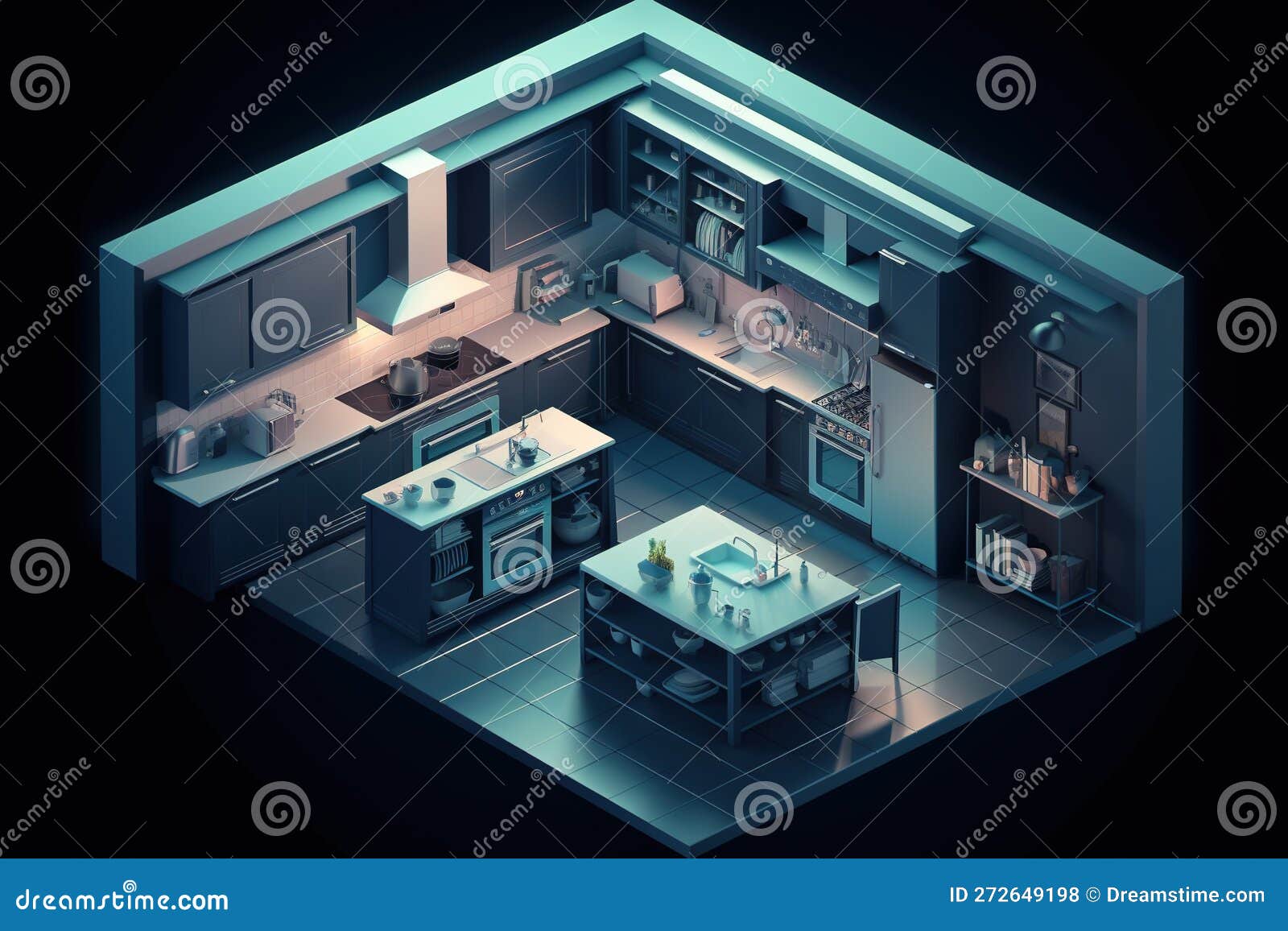 Isometric View of Kitchen Showcase, AI Generative Illustration Stock ...