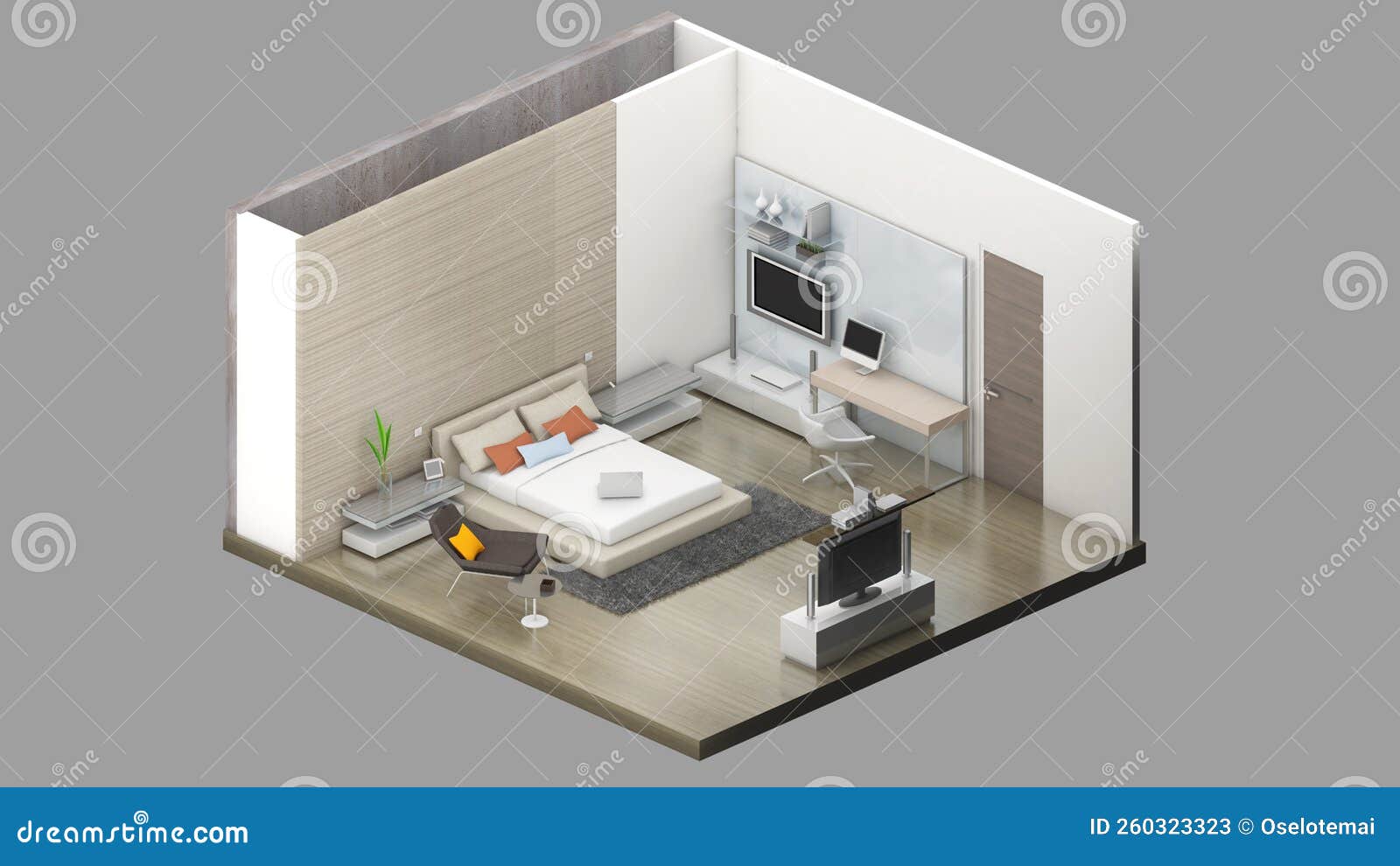 Isometric View of a Living Room,residential Area, 3d Rendering Stock ...