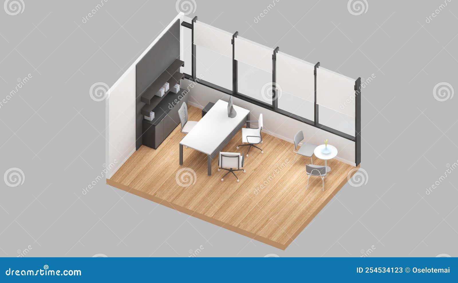 Isometric View of a Manager Room,office Space, 3d Rendering Stock ...