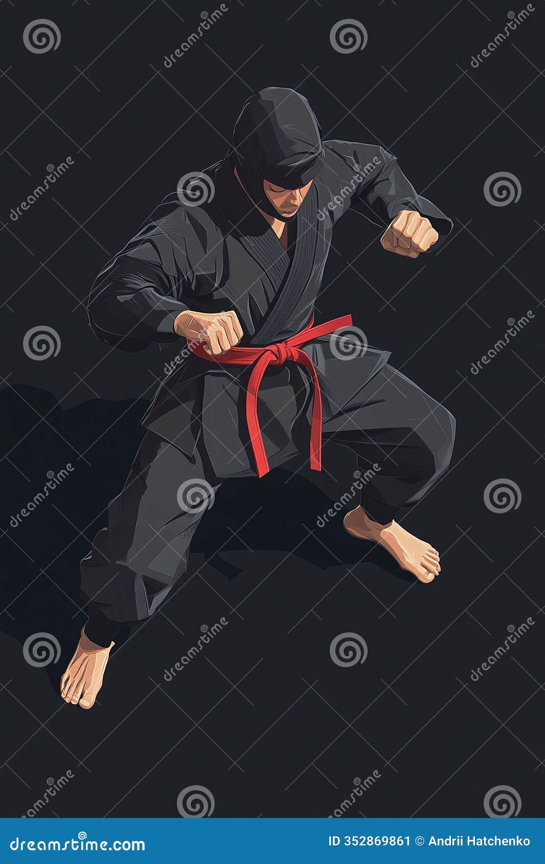 Isometric View of a Martial Artist in a Fighting Stance. Stock ...