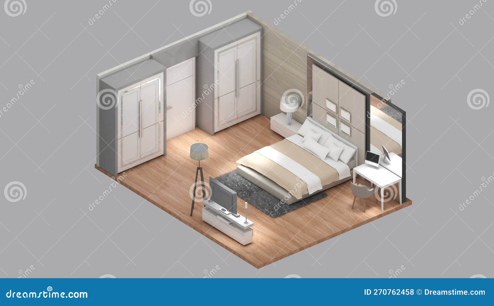 Isometric View of a Master Bedroom,residential Area, 3d Rendering Stock ...