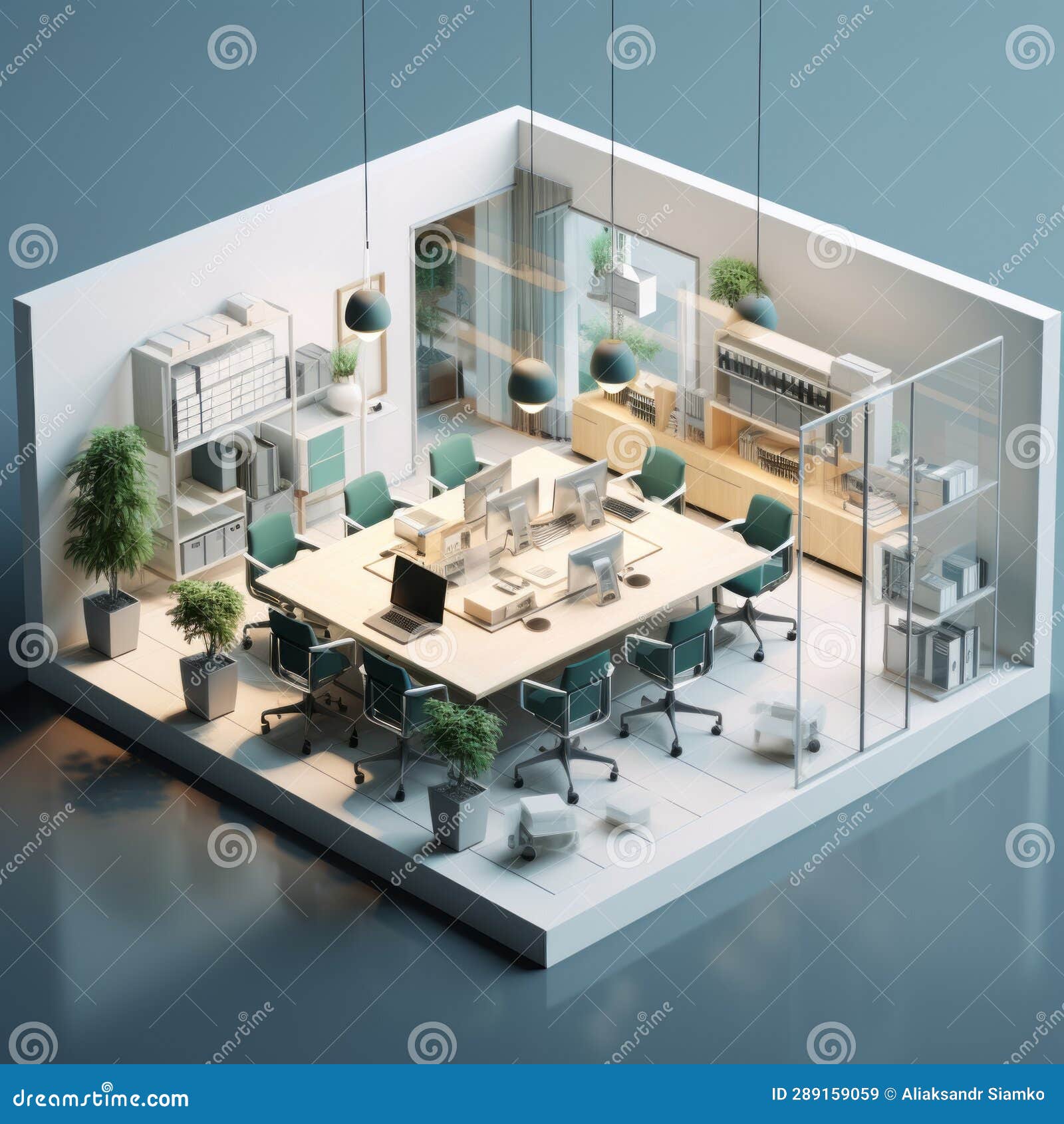 Isometric View of a Meeting Room, Office Space Stock Image - Image of ...