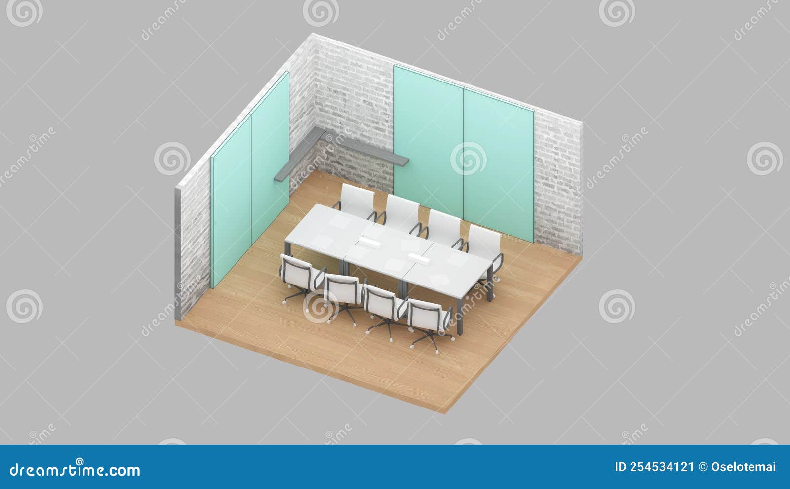 Isometric View of a Meeting Room,office Space, 3d Rendering Stock ...
