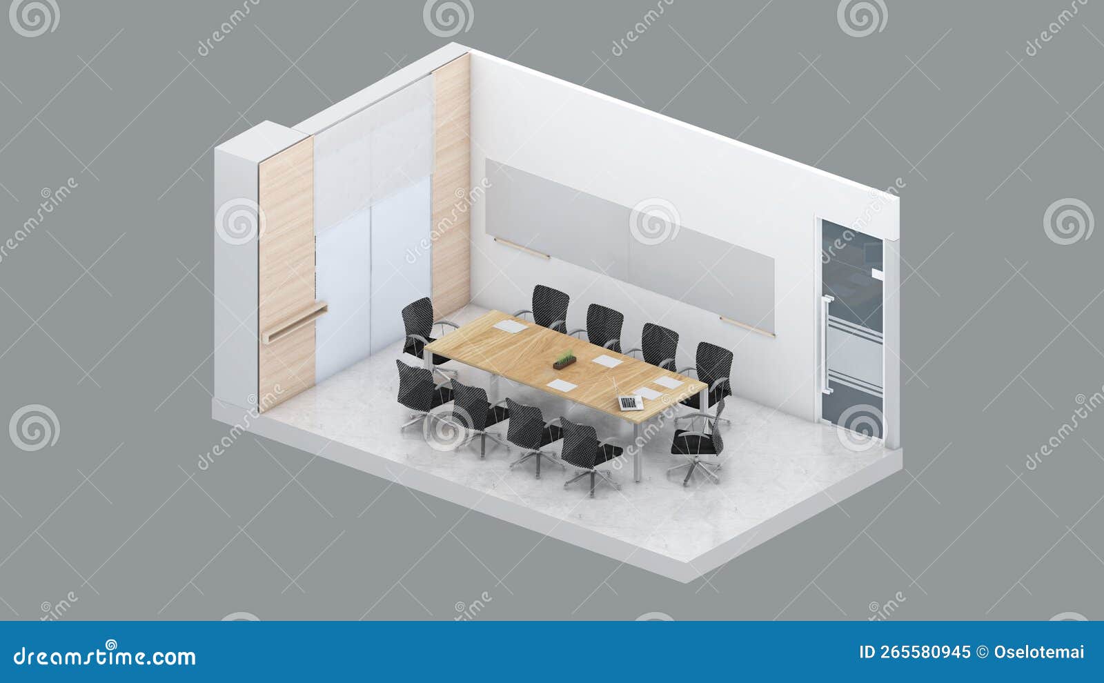 Isometric View of a Meeting Room,office Space, 3d Rendering Stock ...