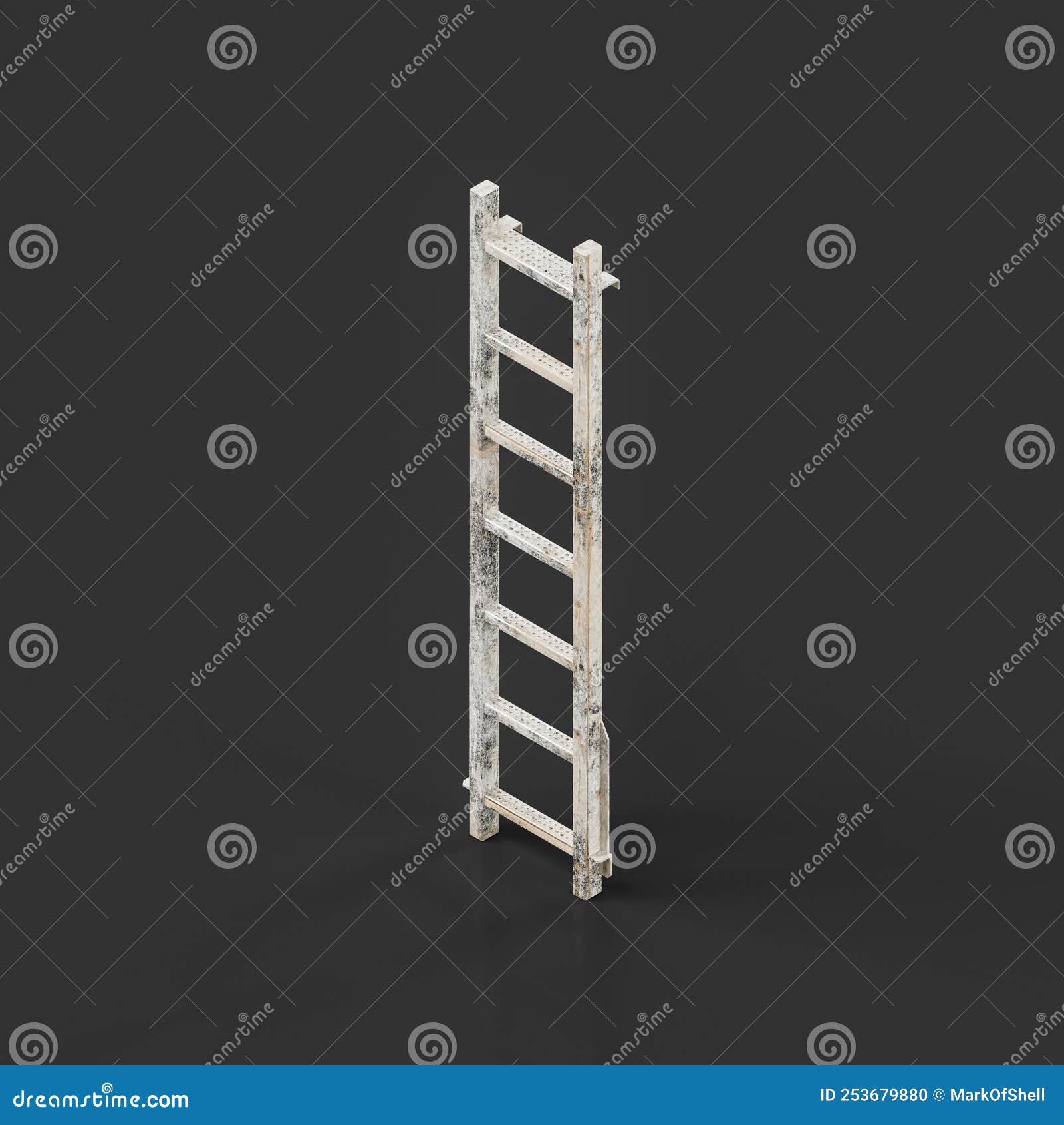 Isometric View Metallic Isolated Extension Ladder, 3d Rendering Stock ...