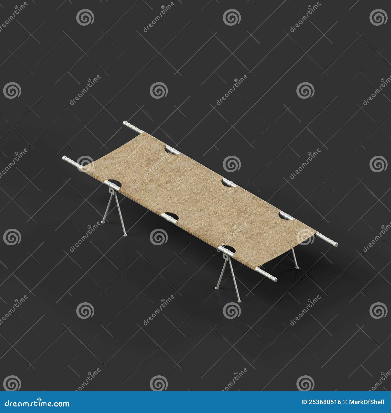 Isometric View Military Old Stretcher, 3d Rendering Stock Illustration ...