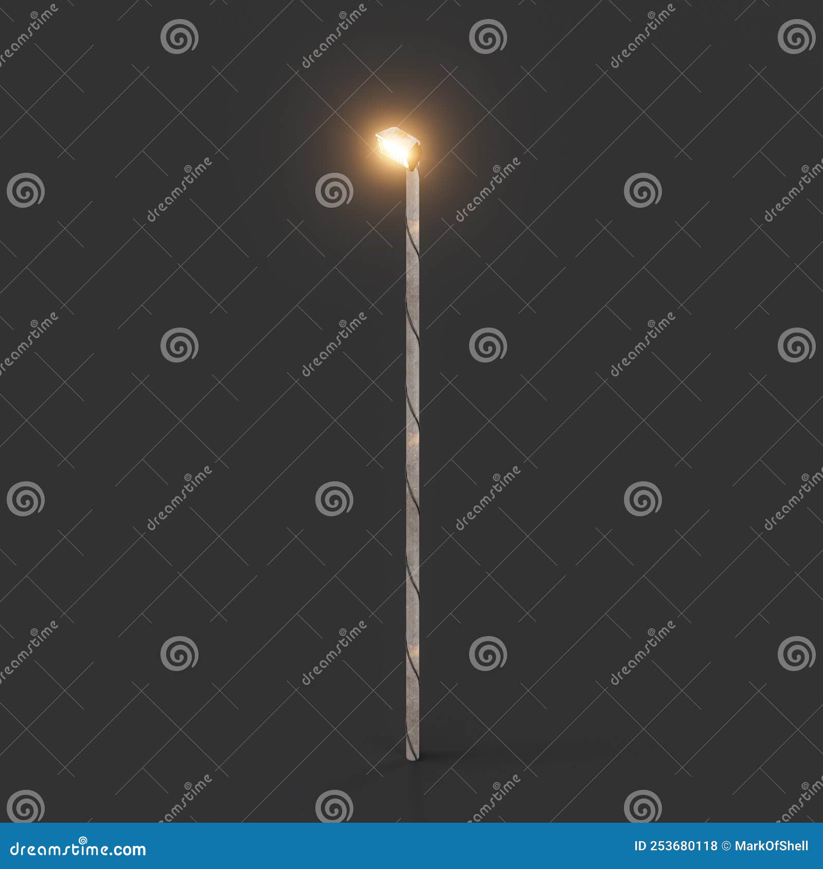 Isometric View Military Pole Light in Night, 3d Rendering Stock ...