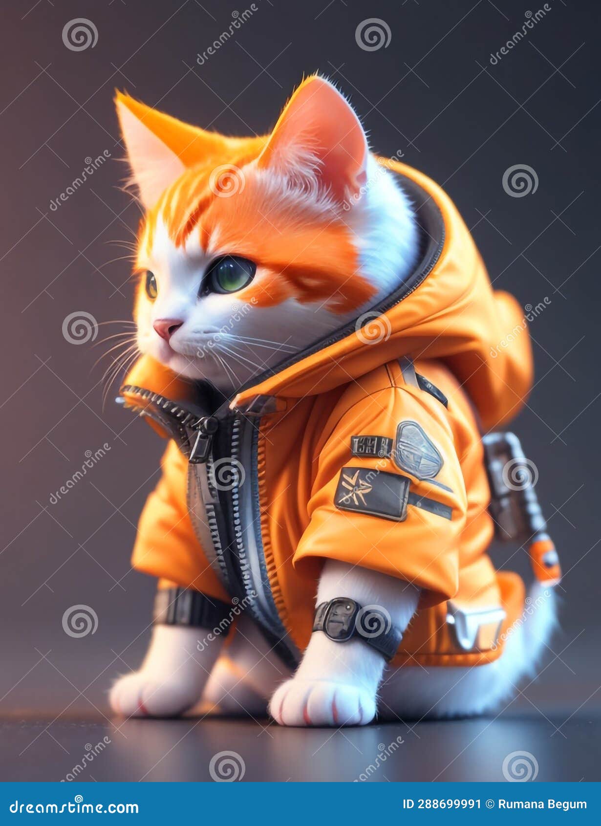 Isometric View of a MINI Cute Hyperrealistic Futuristic Soldier Cat ...