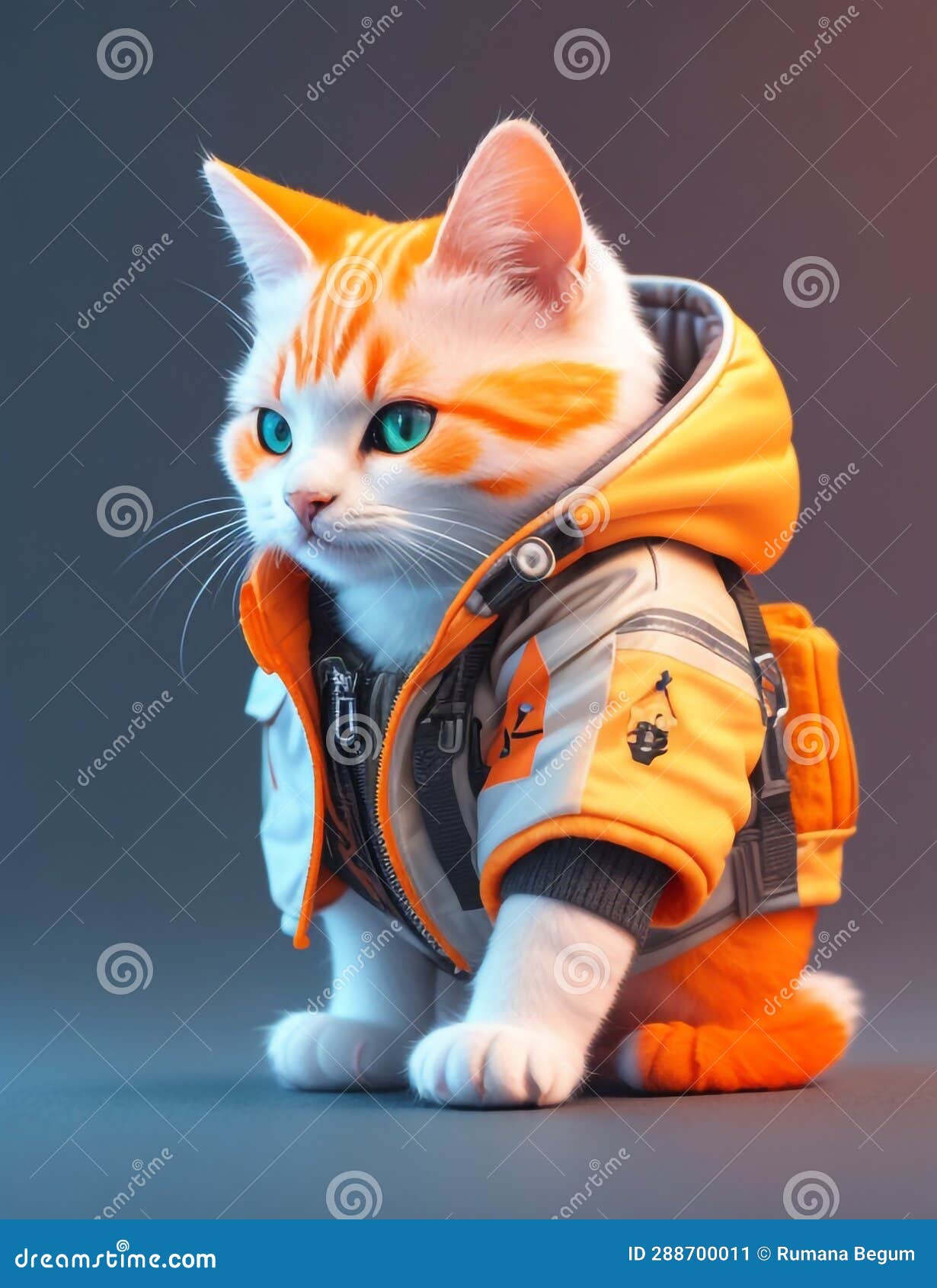 Isometric View of a MINI Cute Hyperrealistic Futuristic Soldier Cat ...