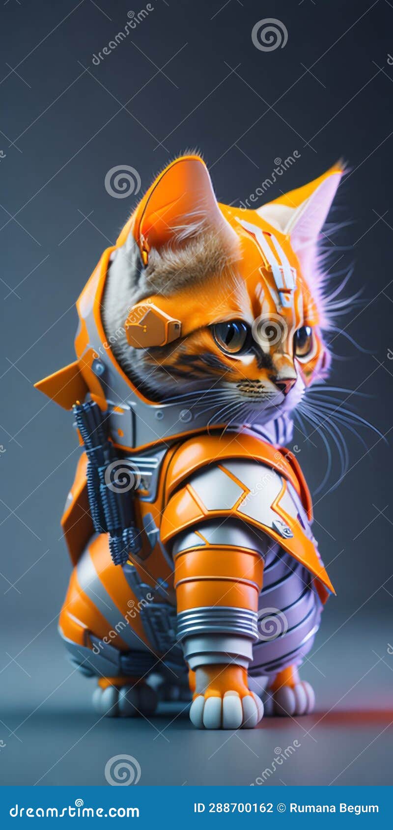 Isometric View of a MINI Cute Hyperrealistic Futuristic Soldier Cat ...
