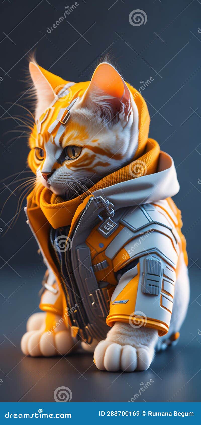 Isometric View of a MINI Cute Hyperrealistic Futuristic Soldier Cat ...