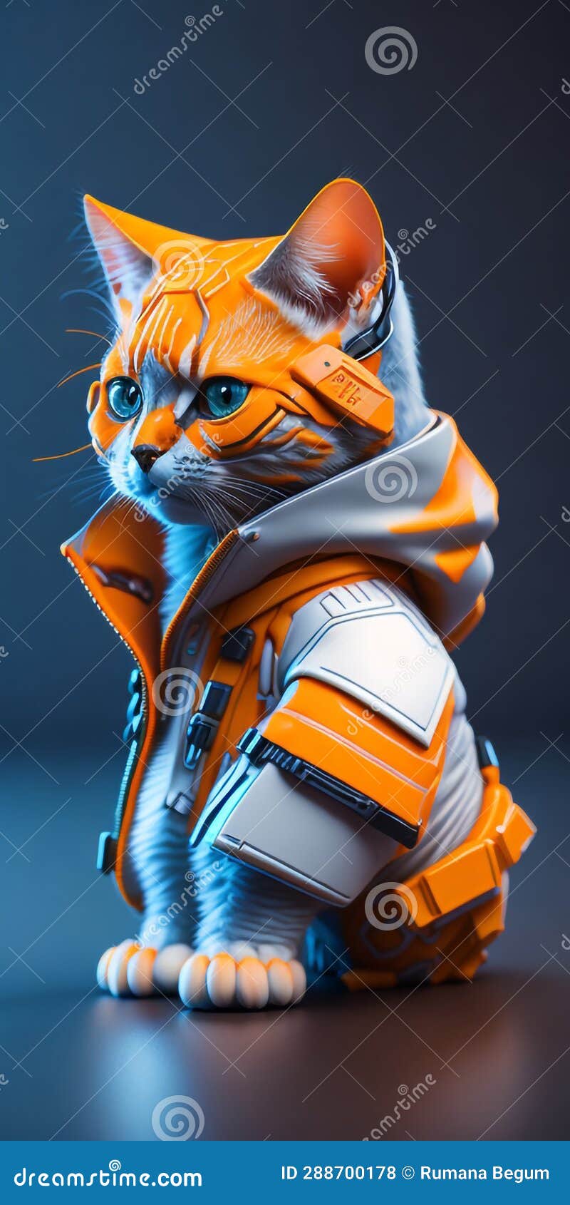 Isometric View of a MINI Cute Hyperrealistic Futuristic Soldier Cat ...