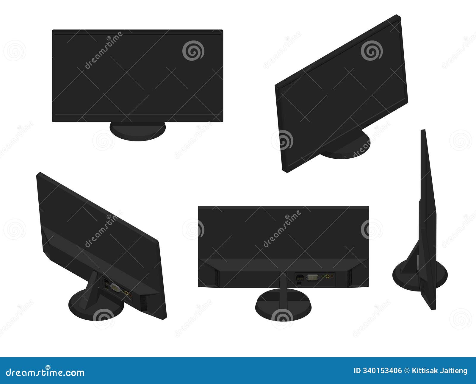 Isometric View of Monitor on White Background Stock Vector ...