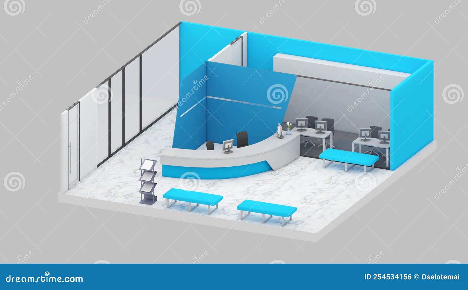 Isometric View of a Office Space and Working Room,work Area, 3d ...
