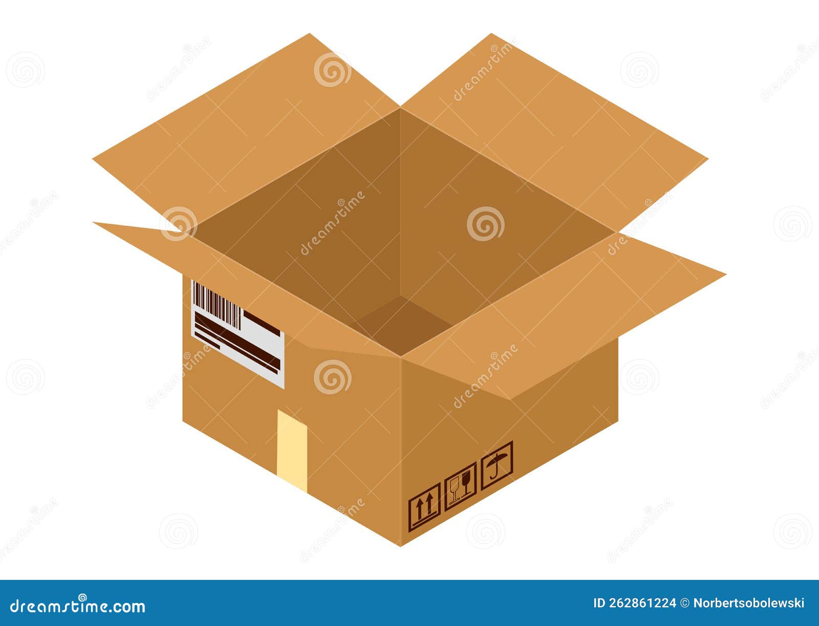 Isometric View of an Open Box. Vector Stock Vector - Illustration of ...
