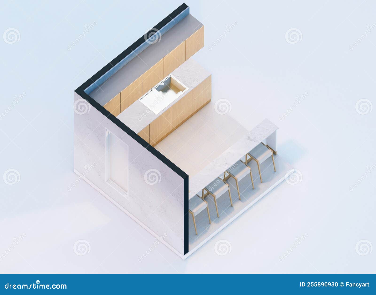 Isometric View of a Pantry with Kitchen Orthographic View 3d Rendering ...