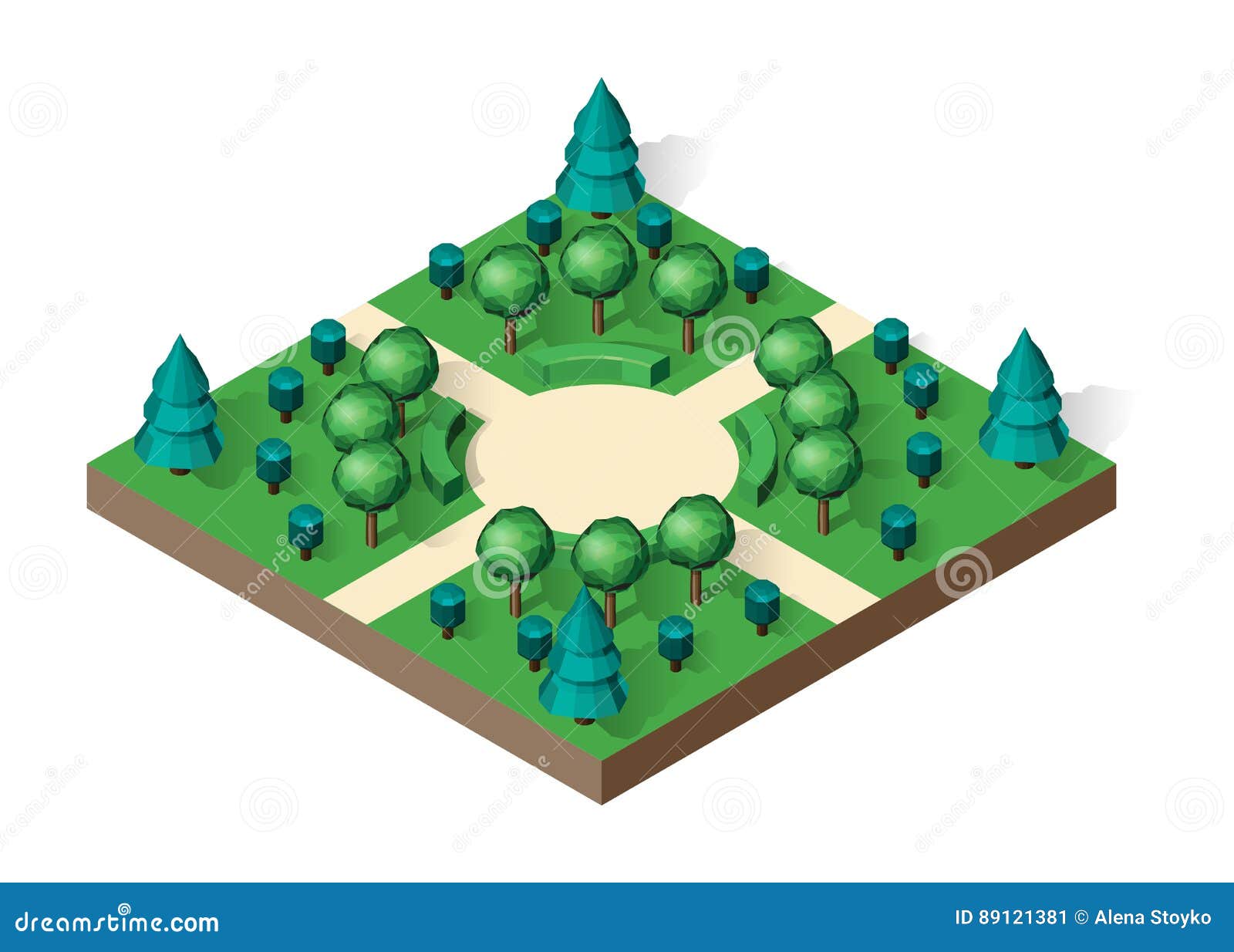Isometric View Projection Summer Landscape. Stock Vector - Illustration ...