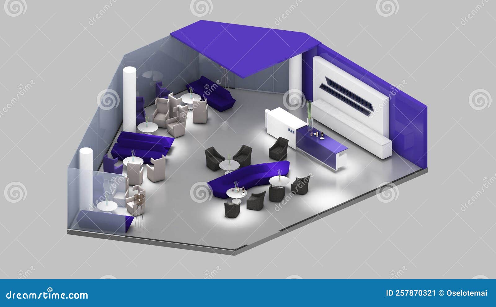 Isometric View of a Restaurant,lounge, 3d Rendering Stock Illustration ...