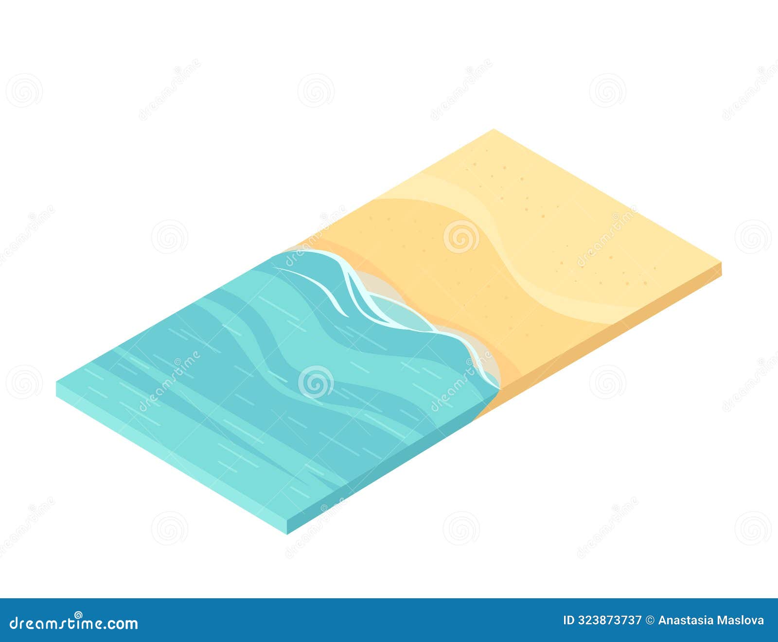 Isometric View of a Sand Beach Vector Illustration Isolated on a White ...