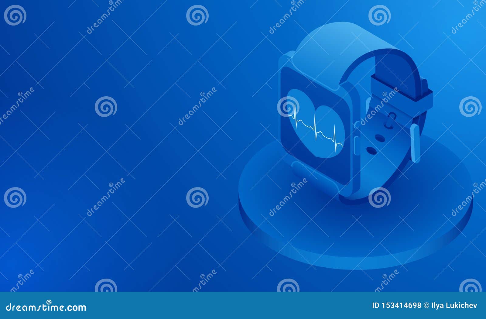 Isometric View Smart Watch. Blue Background Stock Vector - Illustration ...