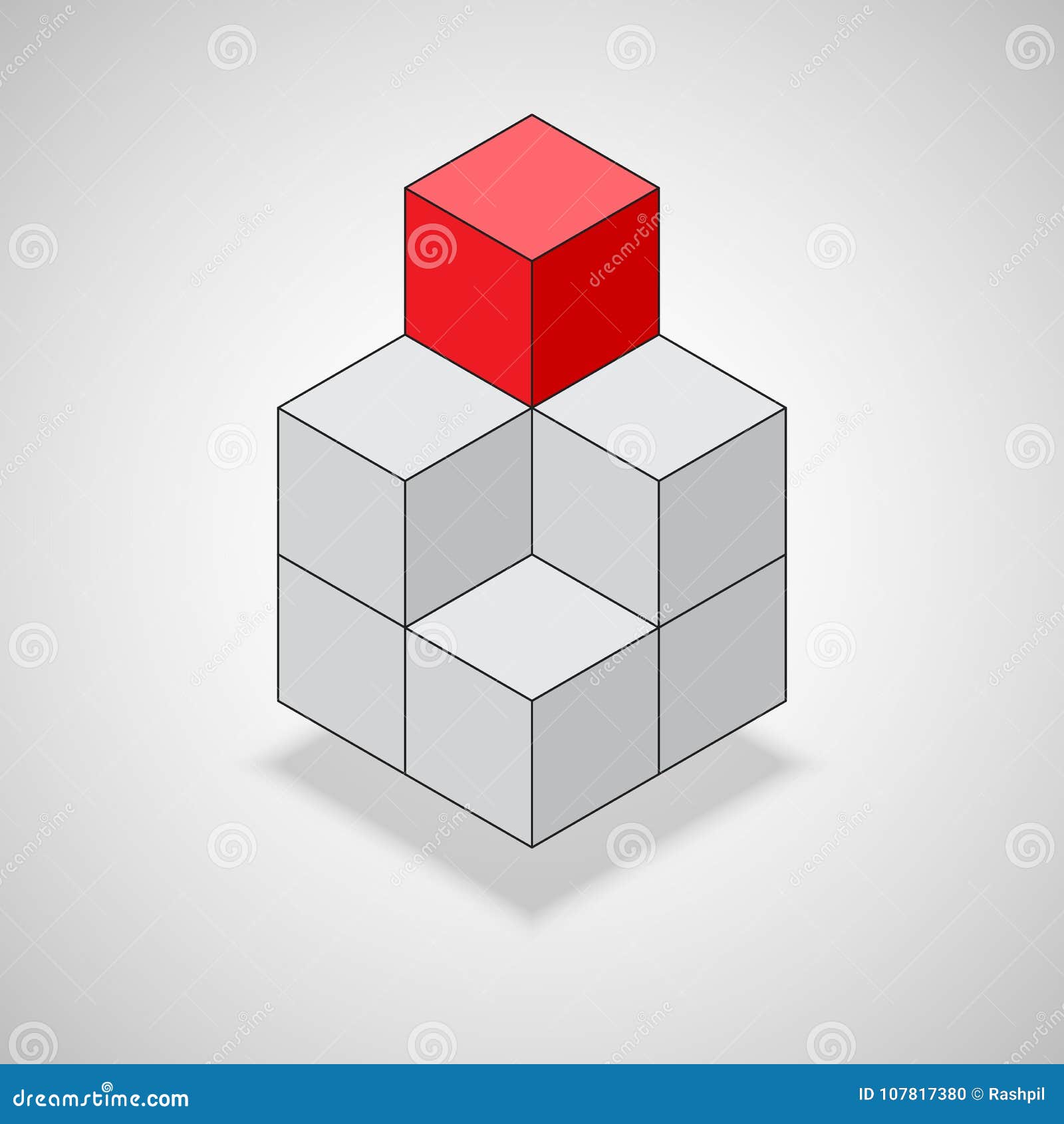 Isometric View of Stacked Cubes Stock Illustration - Illustration of ...
