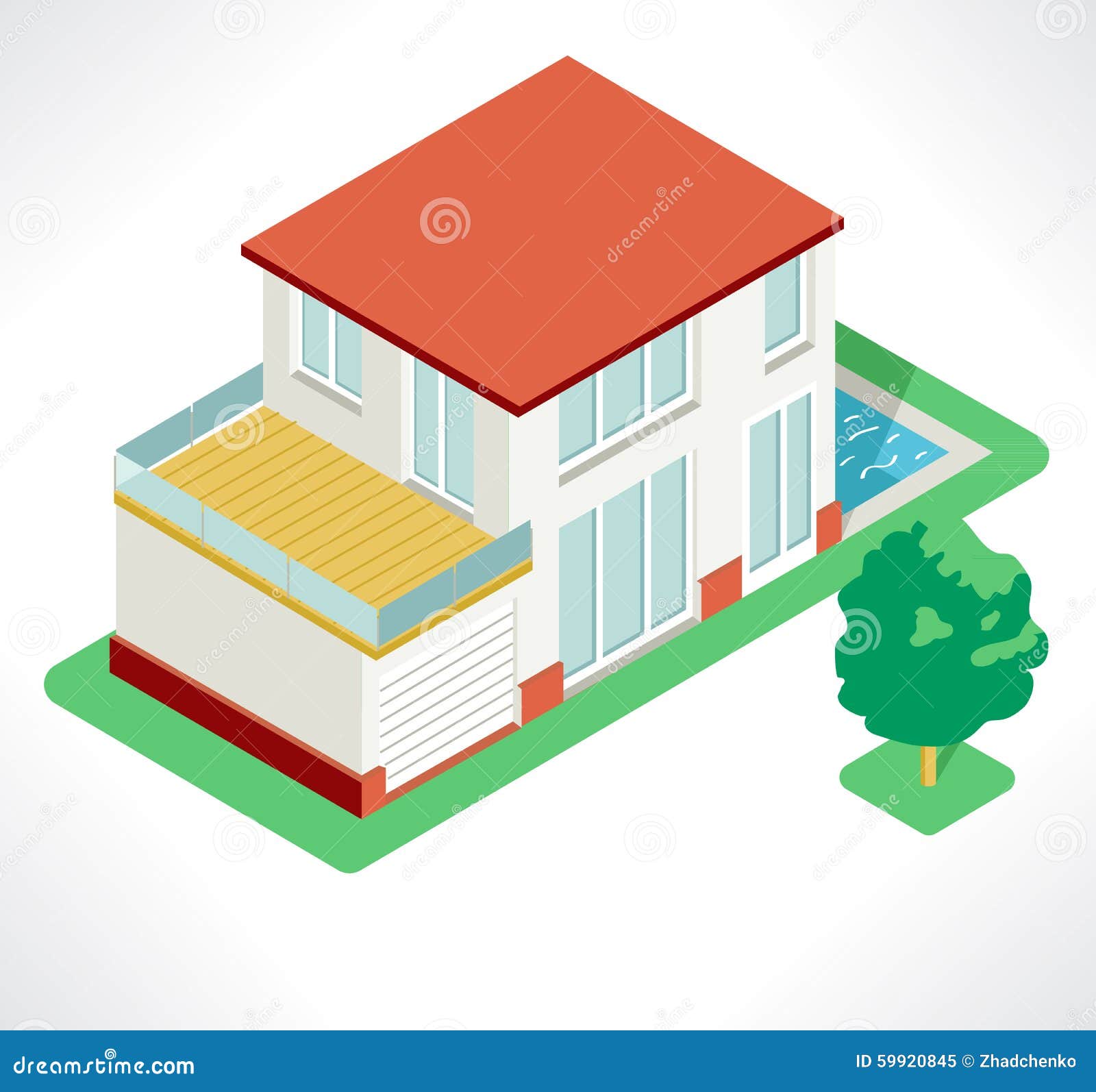 Isometric Village, Vector Illustration Stock Vector - Illustration of ...