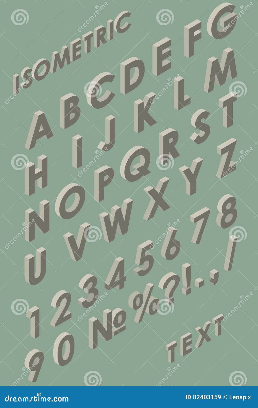 Isometric Vintage Colored Alphabet Template Stock Vector - Illustration ...