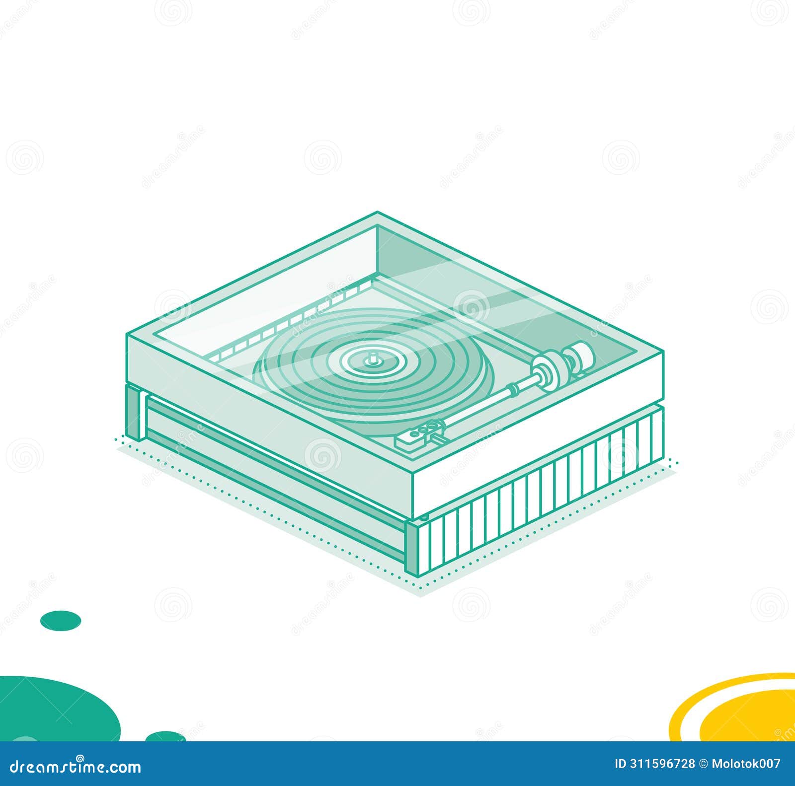 Isometric Vinyl LP Record Player Isolated On White Background Record ...