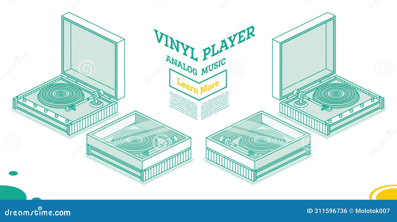 Isometric Vinyl LP Record Player Isolated On White Background Record ...