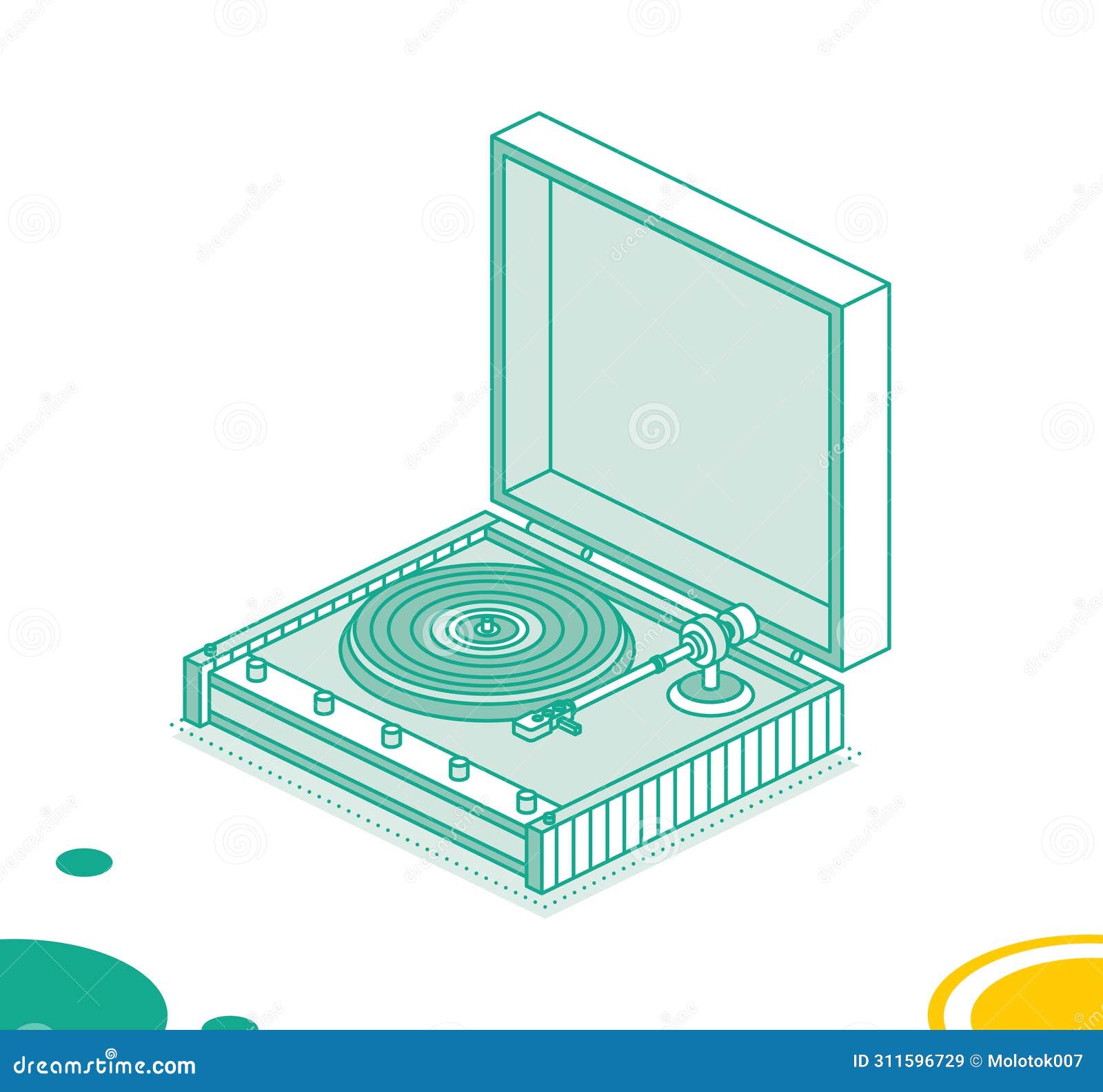 Isometric Vinyl LP Record Player Isolated On White Background Record ...