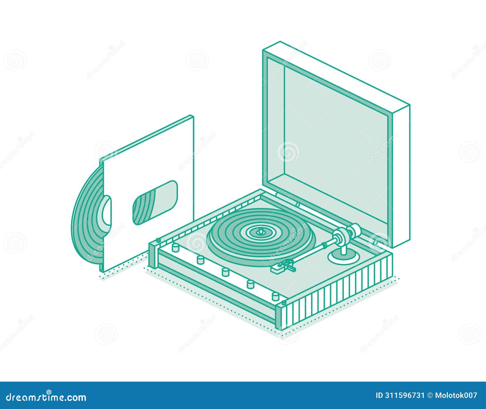 Isometric Vinyl LP Record Player. HiFi System With Turntable, Amplifier ...