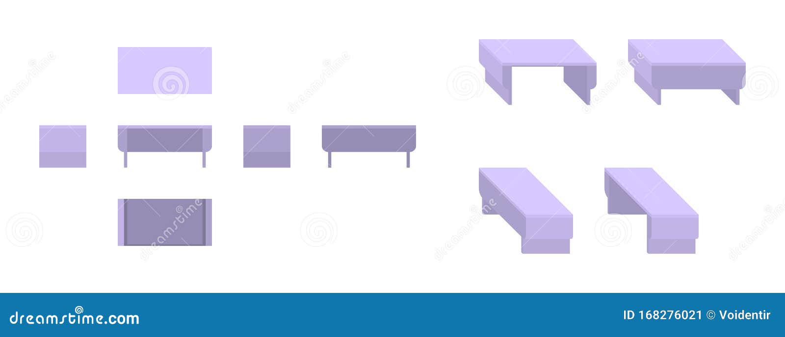 Isometric violet table stock vector. Illustration of interior - 168276021