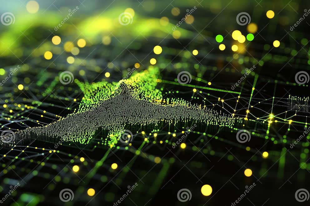 Isometric Visualization of Data Points with Connections and Bright ...