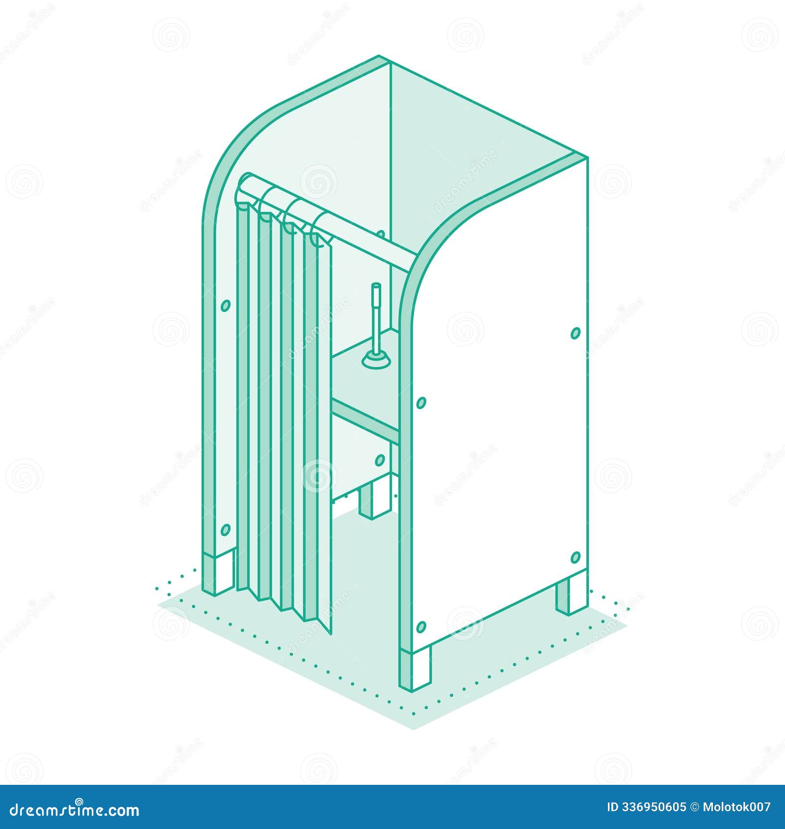 Isometric Voting Booth with Open Curtains and Pen on Desk. Interior of ...