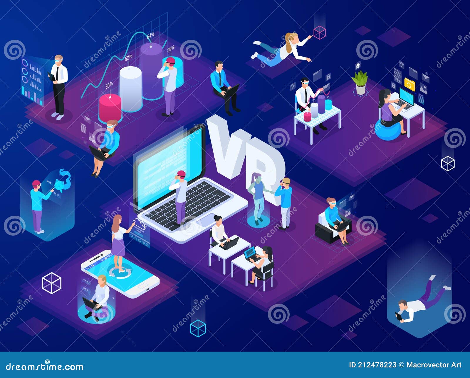 Isometric VR Experience Composition Stock Vector - Illustration of ...