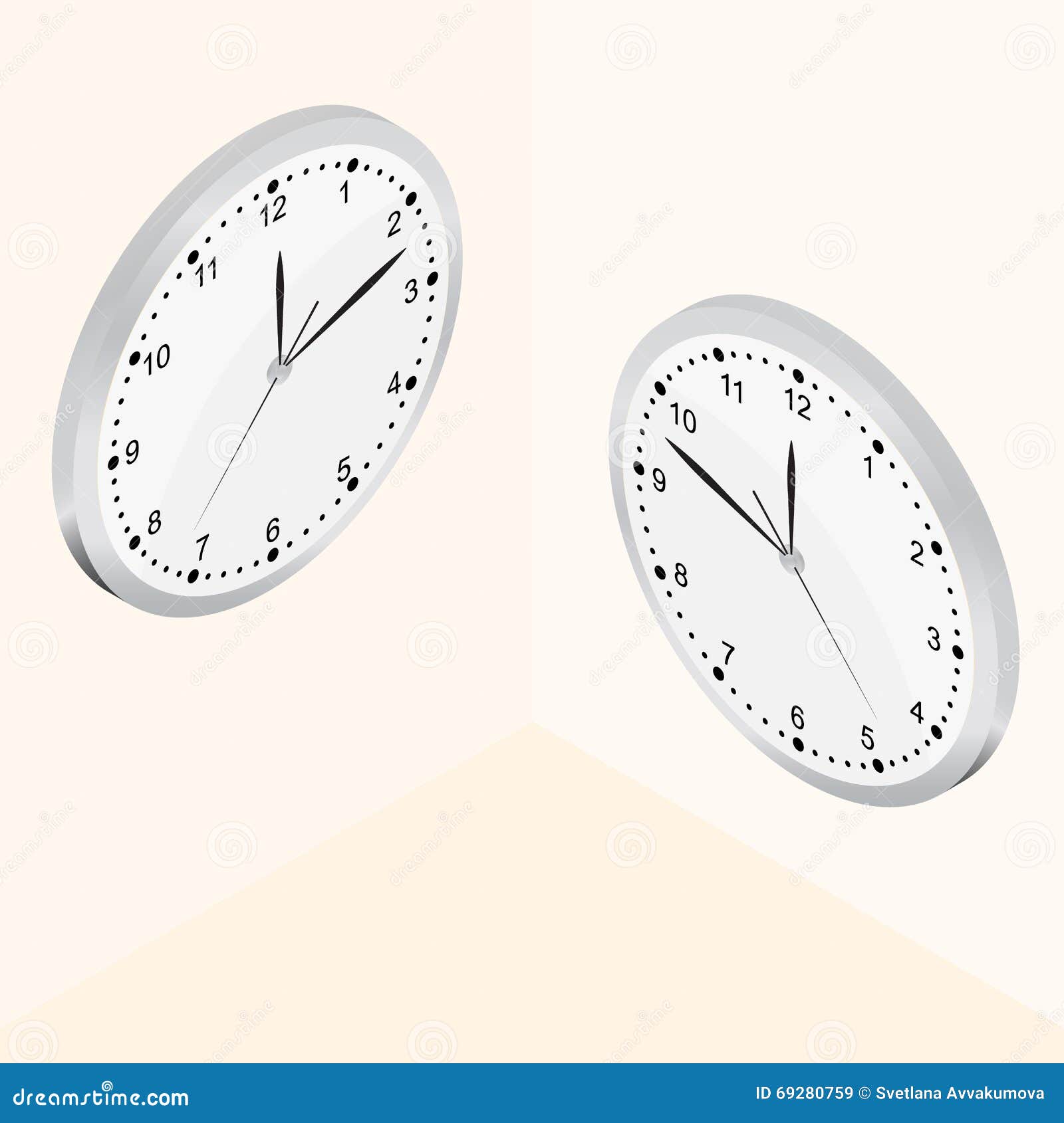 Isometric Wall Clock. the Bright Dial. Round-the-clock Stock Vector ...
