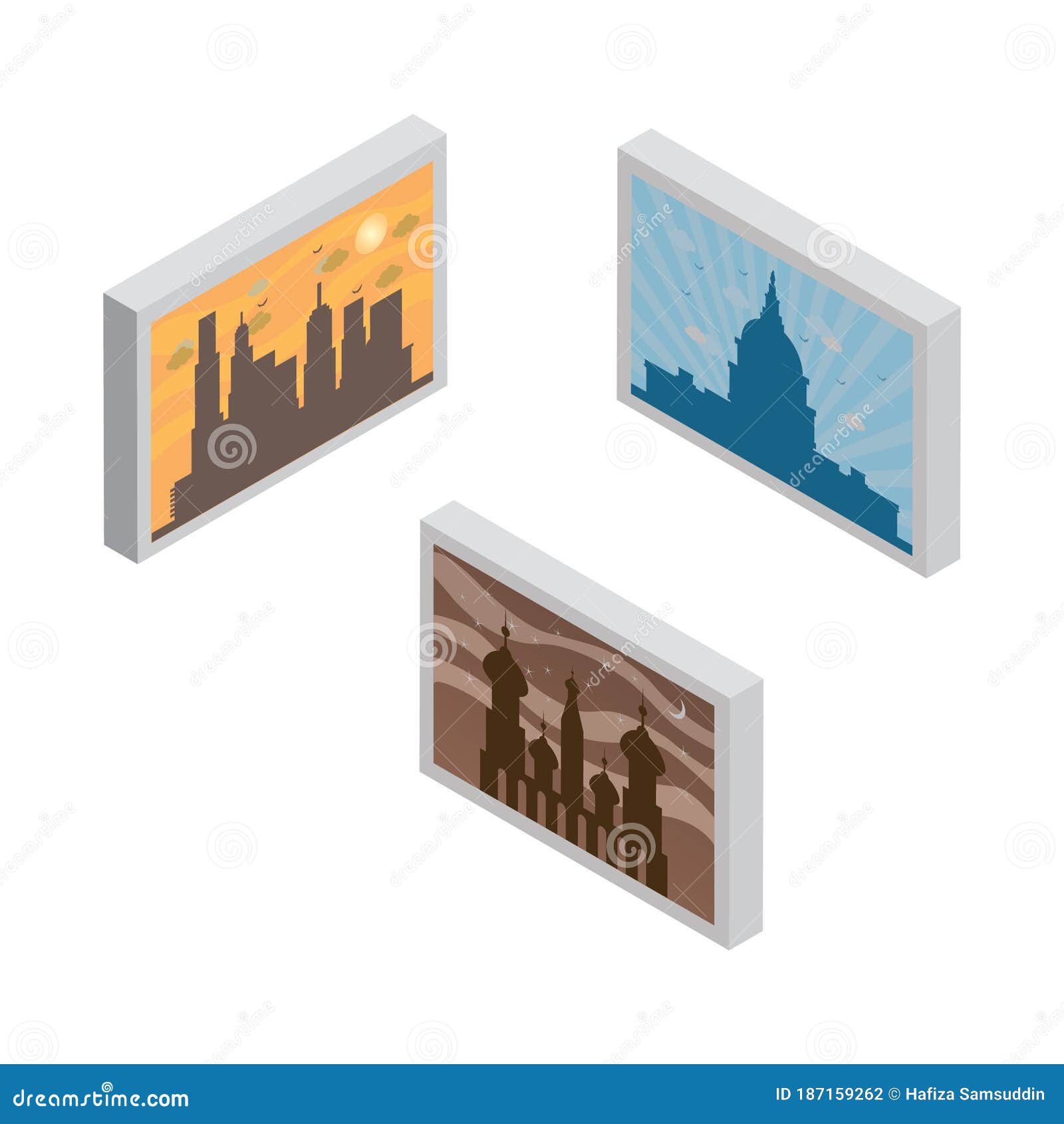 Isometric Wall Frames. Vector Illustration Decorative Design Stock ...