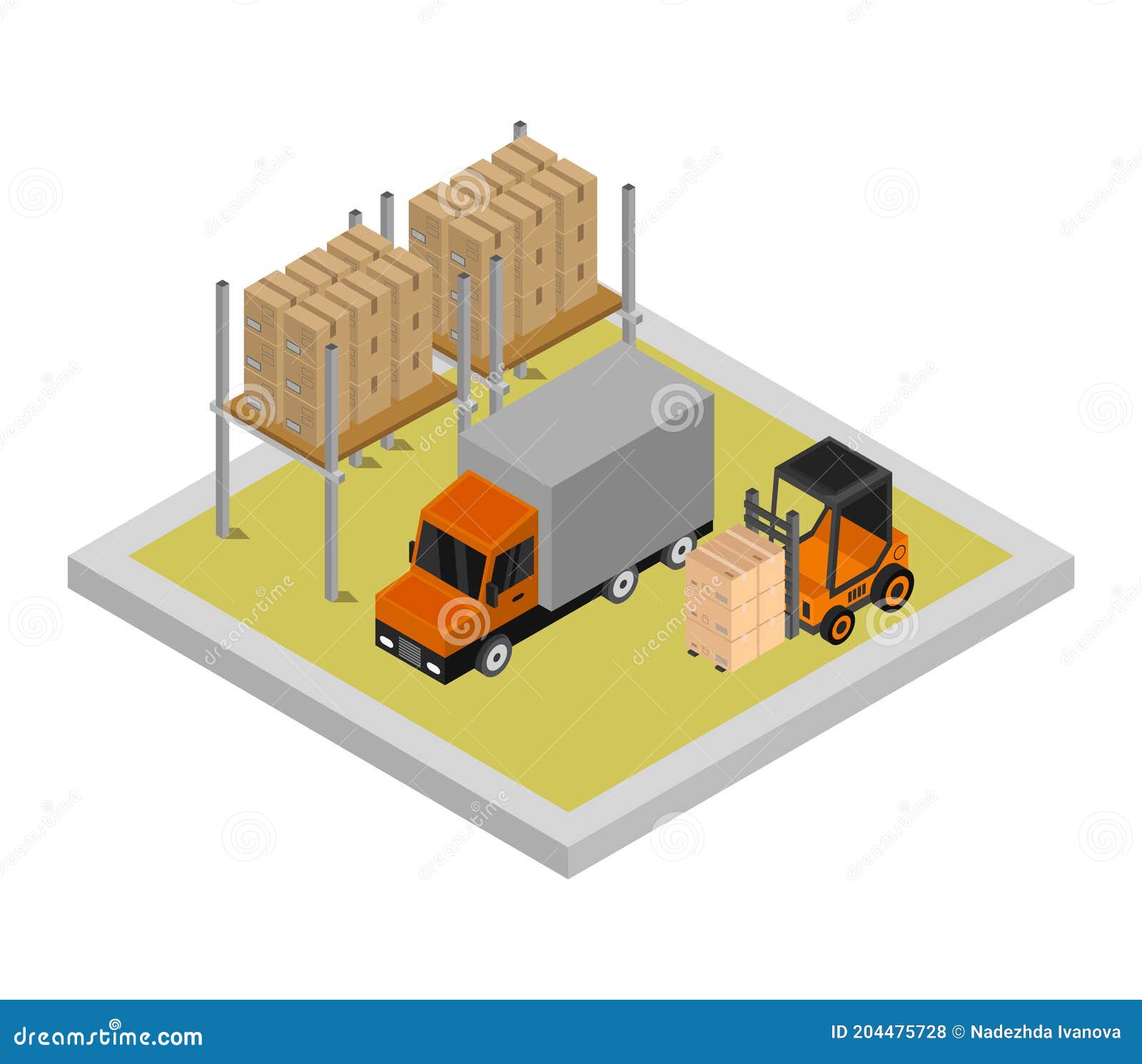 Isometric Warehouse on a Background Vector Graphic Illustration. Stock ...