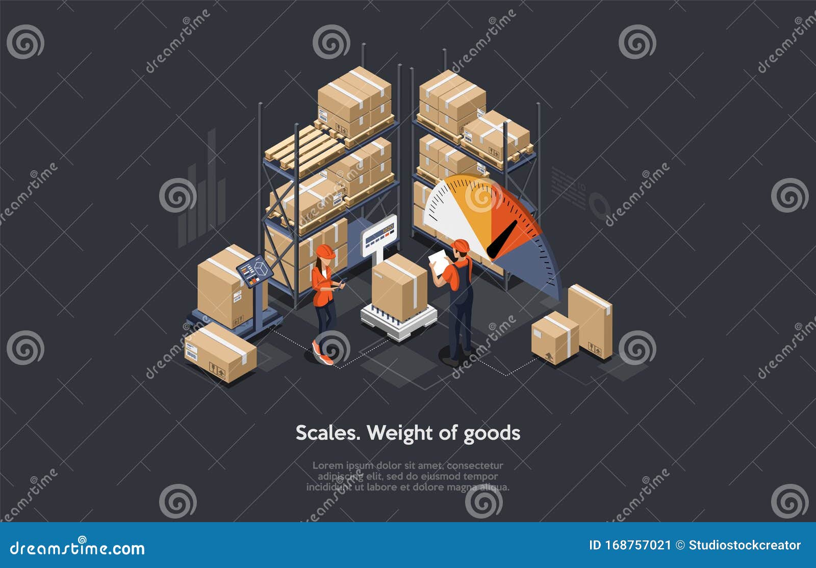 Isometric Warehouse Cargo Concept. Iinfographic Element Representing ...
