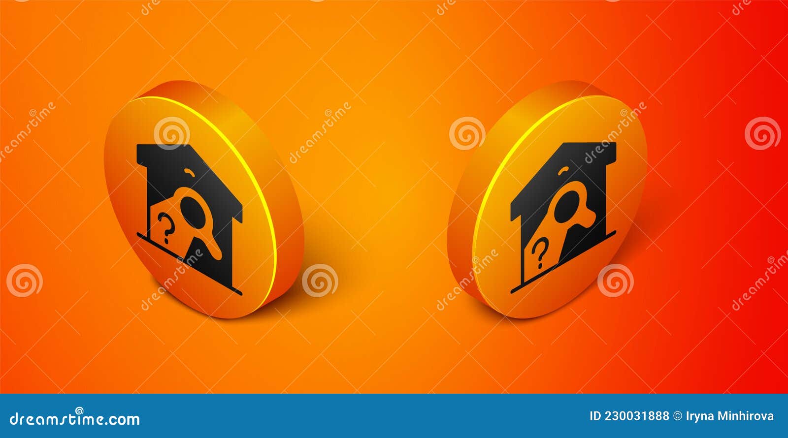 Isometric Warehouse Check Icon Isolated on Orange Background. Orange ...
