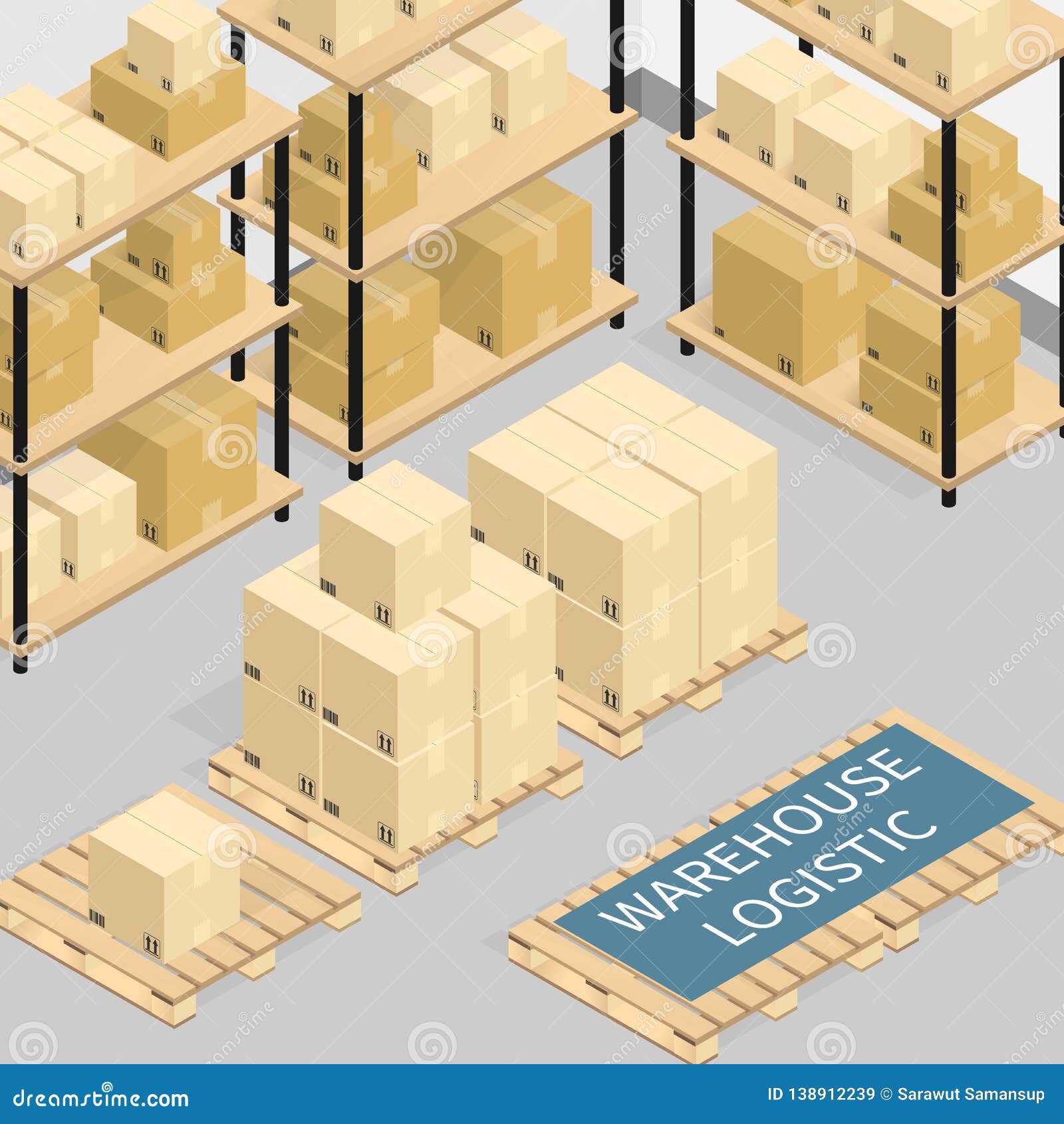 Isometric Warehouse Logistics Shipping,cardboard Box Stock Vector ...
