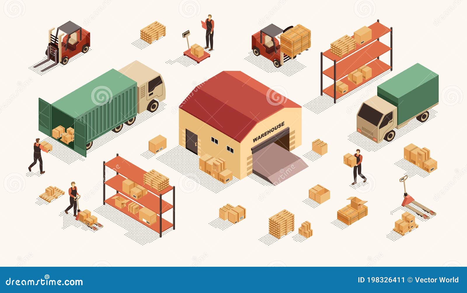 Isometric Warehouse Vector Illustration Set, 3d People Working In ...