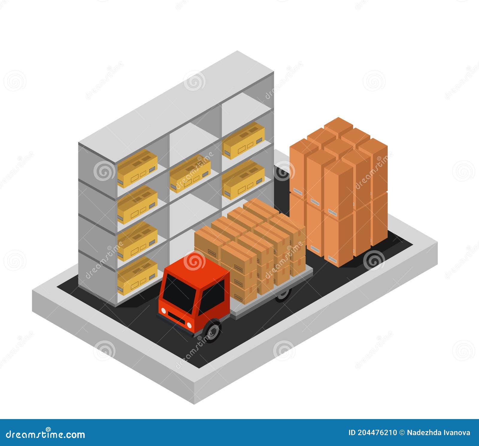 Isometric Warehouse on White Background Vector Graphic Illustration ...