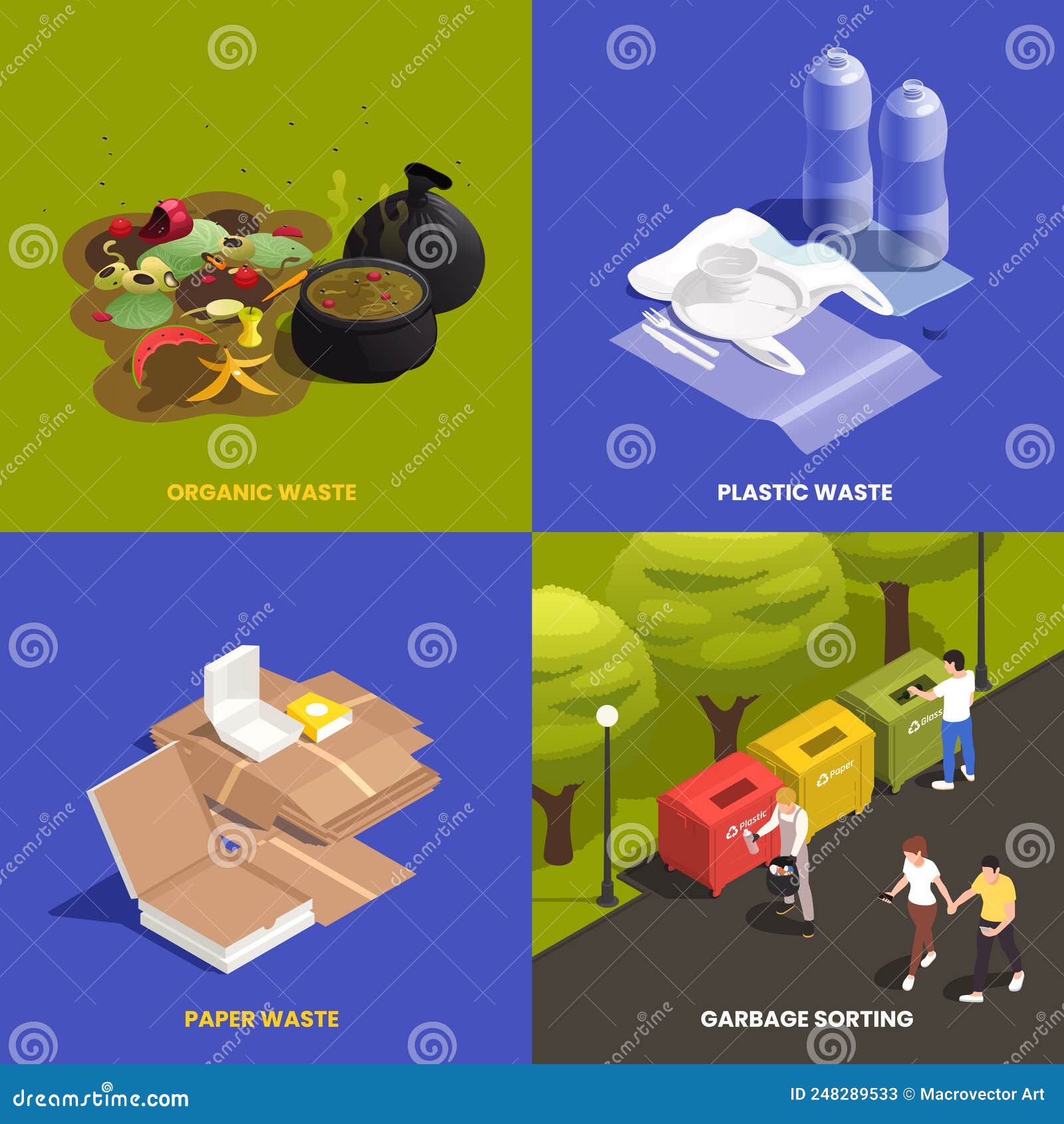 Isometric Waste Design Concept Stock Vector - Illustration of isometric ...