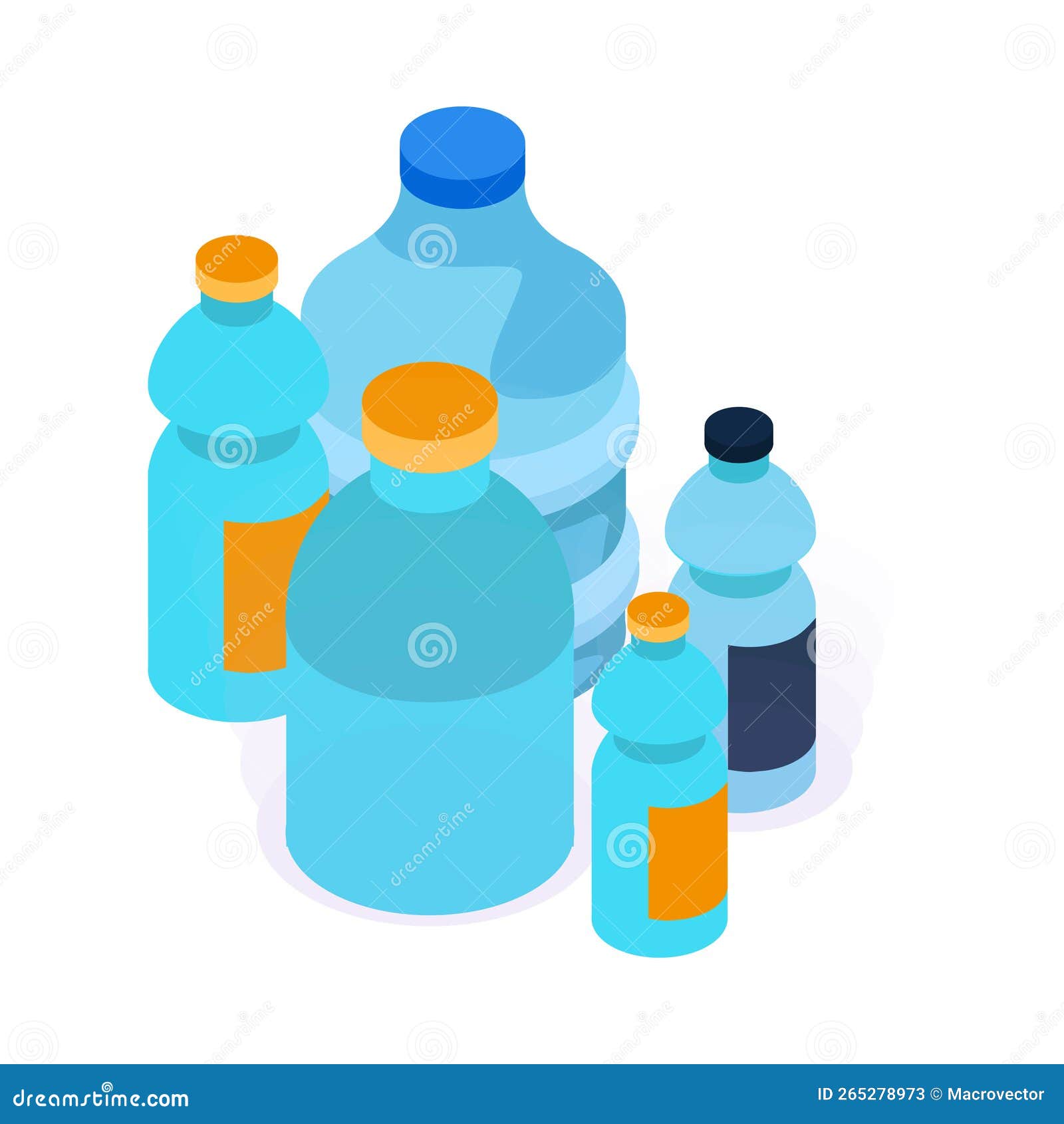 Isometric Water Bottles stock vector. Illustration of icon - 265278973