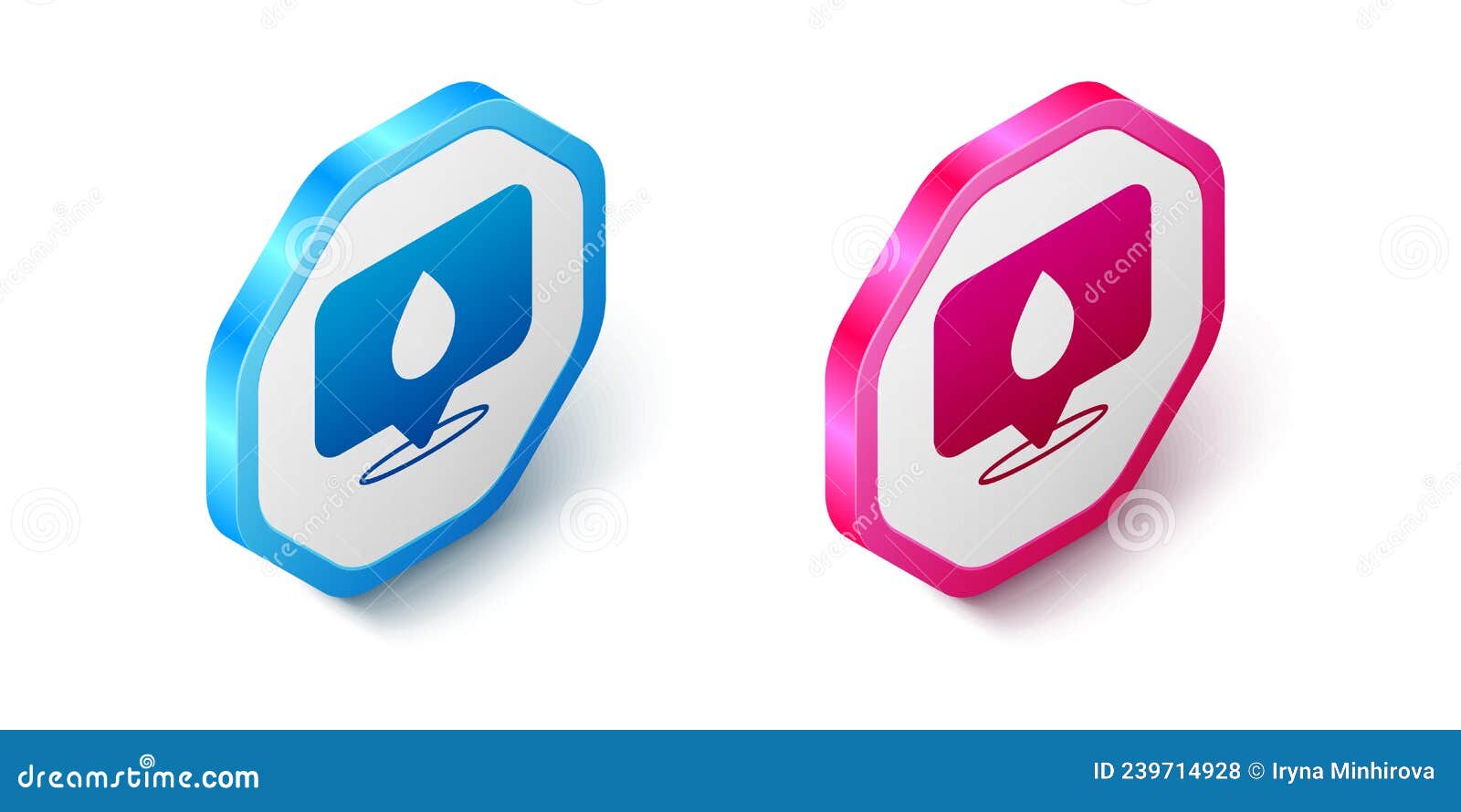 Isometric Water Drop with Location Icon Isolated on White Background ...